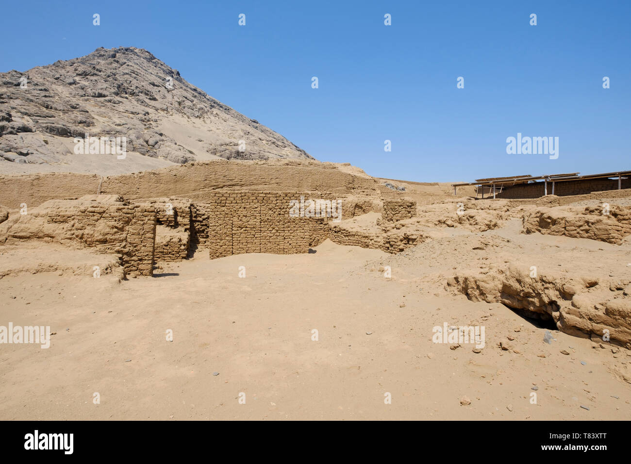Huaca of the Moon side at The Ancient City of Moche near modern ...