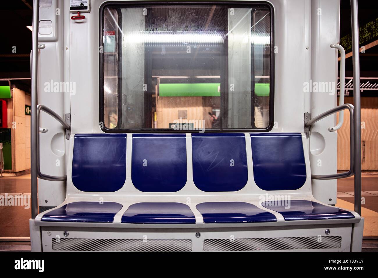 Underground subway train interior. Public transport Stock Photo - Alamy