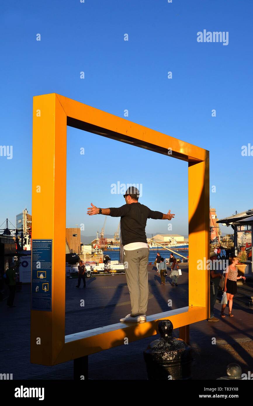 South Africa, Western Cape, Cape Town, V&A Waterfront, metallic frame ...
