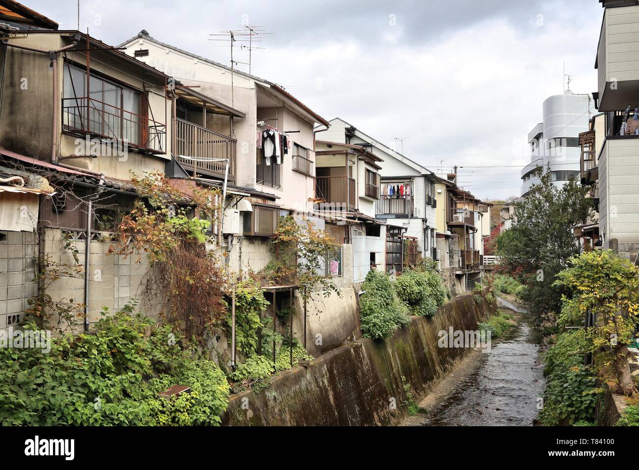 Kyoto, Japan - typical residential street with river canal Stock Photo ...