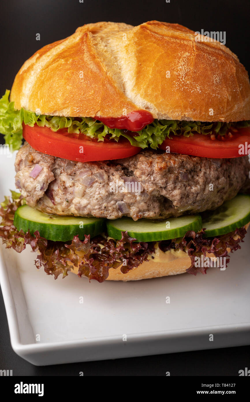 bavarian burger in a typical bun Stock Photo - Alamy