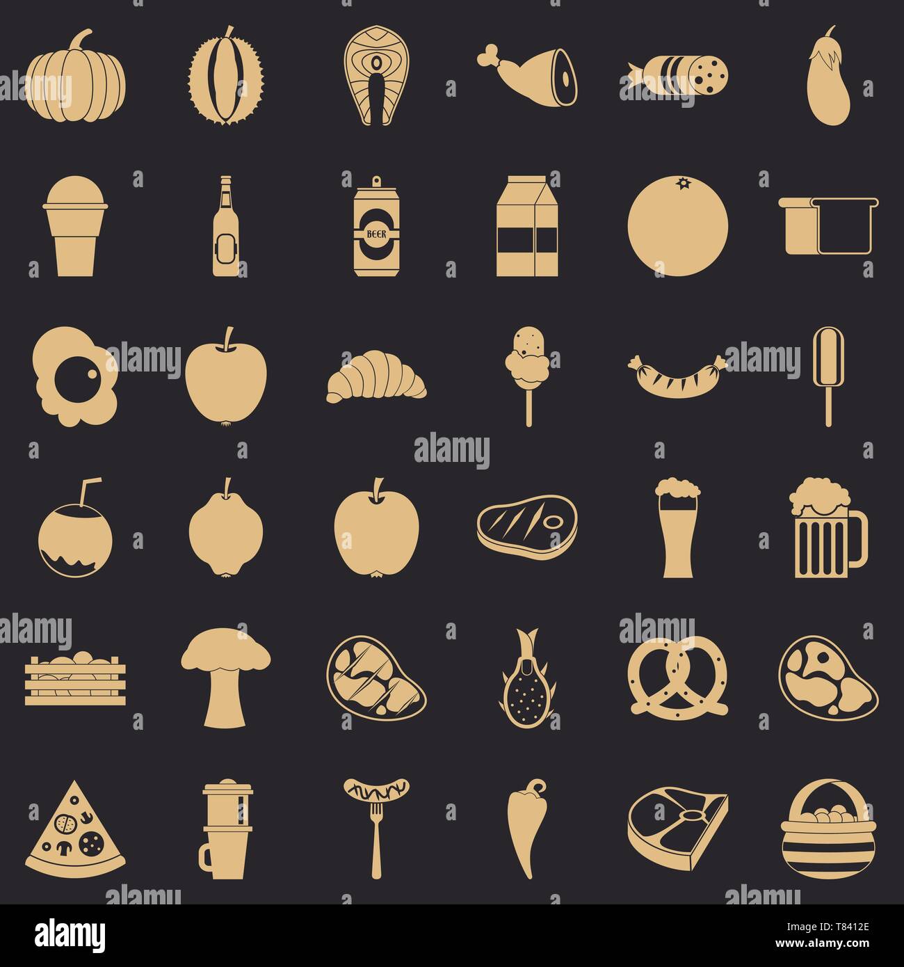 Food icons set, simle style Stock Vector Image & Art - Alamy