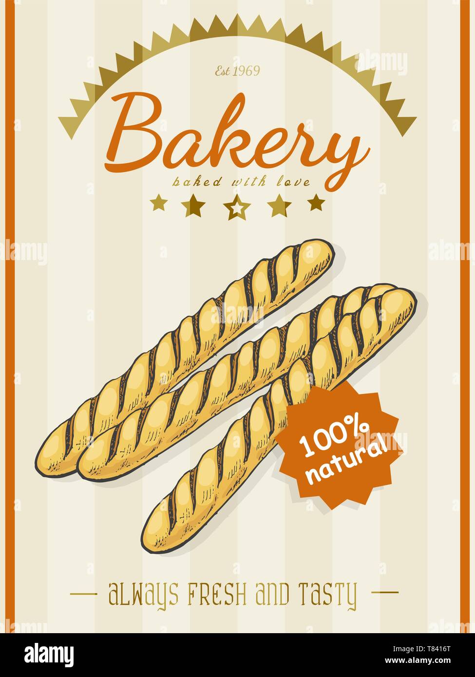 Vector poster with a bread product in a sketch style. Vector ...