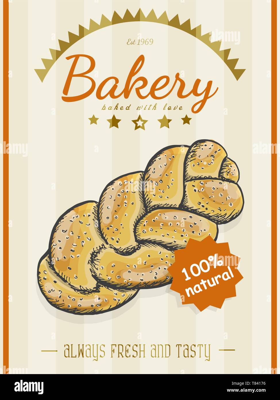 Vector poster with a bread product in a sketch style. Vector ...