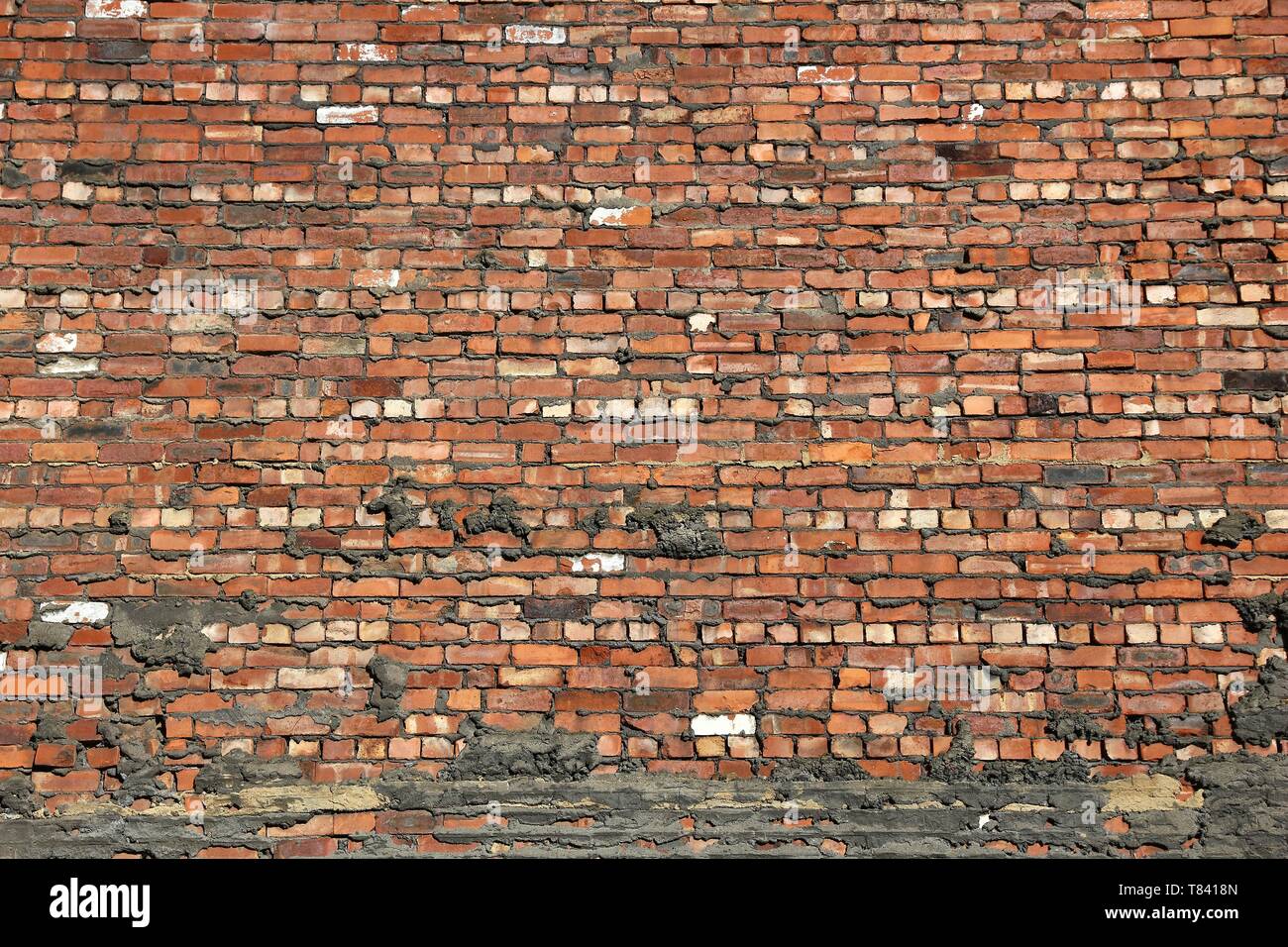 Red aged brick wall texture. Building background Stock Photo - Alamy