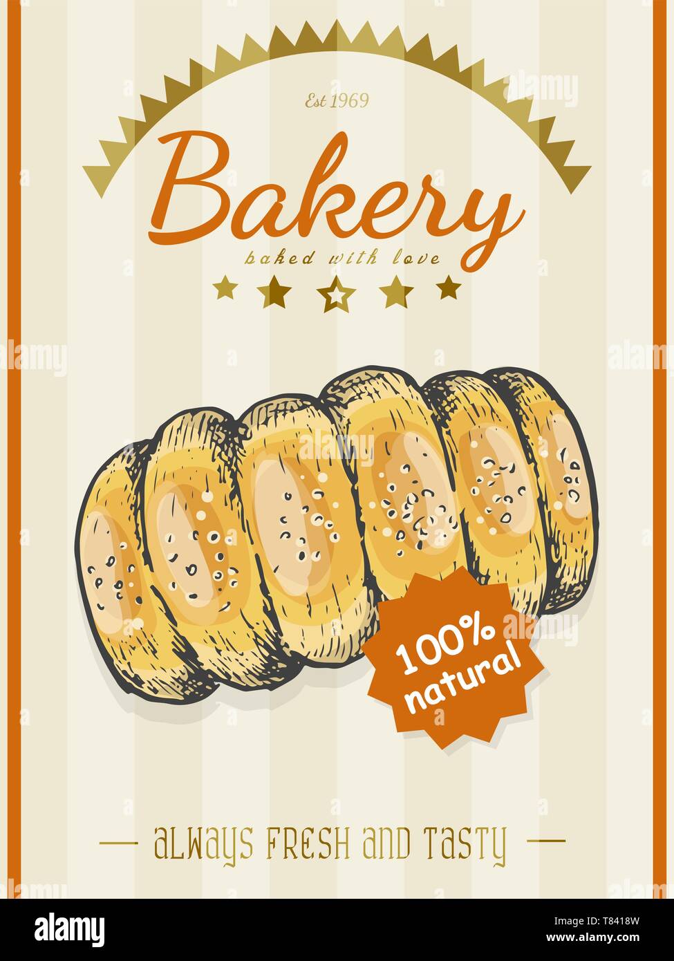 Vector poster with a bread product in a sketch style. Vector ...