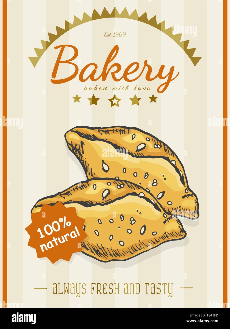Vector poster with a bread product in a sketch style. Vector ...