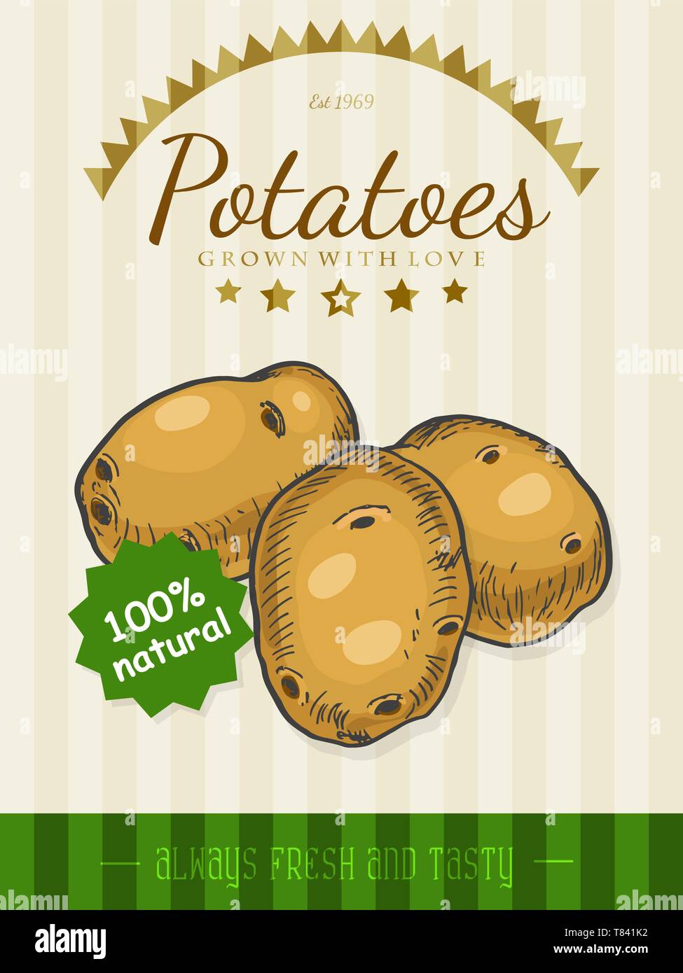 Vector poster with a potatoes in a sketch style. Vector illustration ...