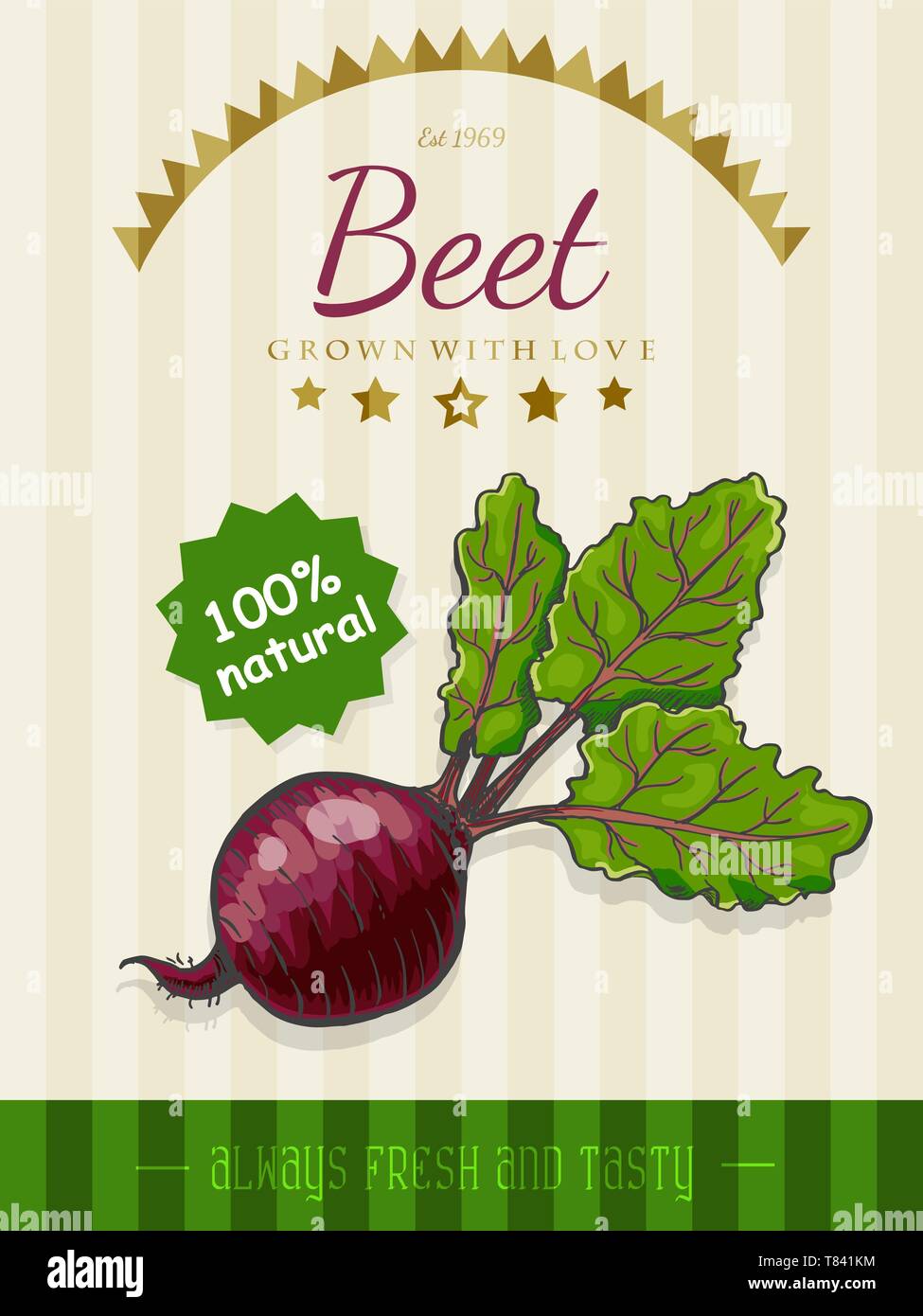 Vector poster with a beet in a sketch style. Vector illustration for ...