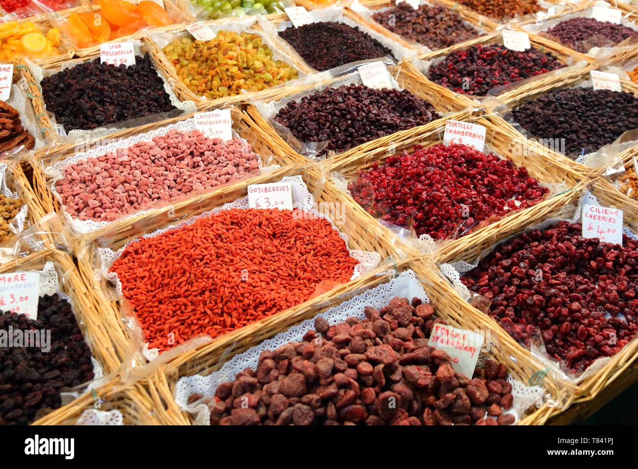 Dried fruit at a grocery market in Florence, Italy Stock Photo - Alamy