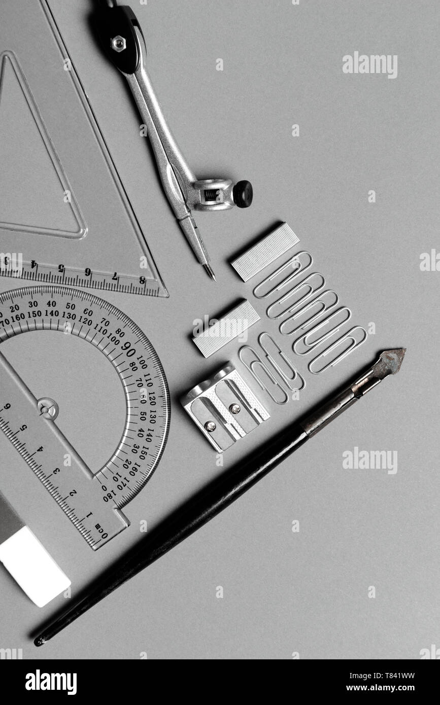 composition of pencils and art supplies Stock Photo - Alamy