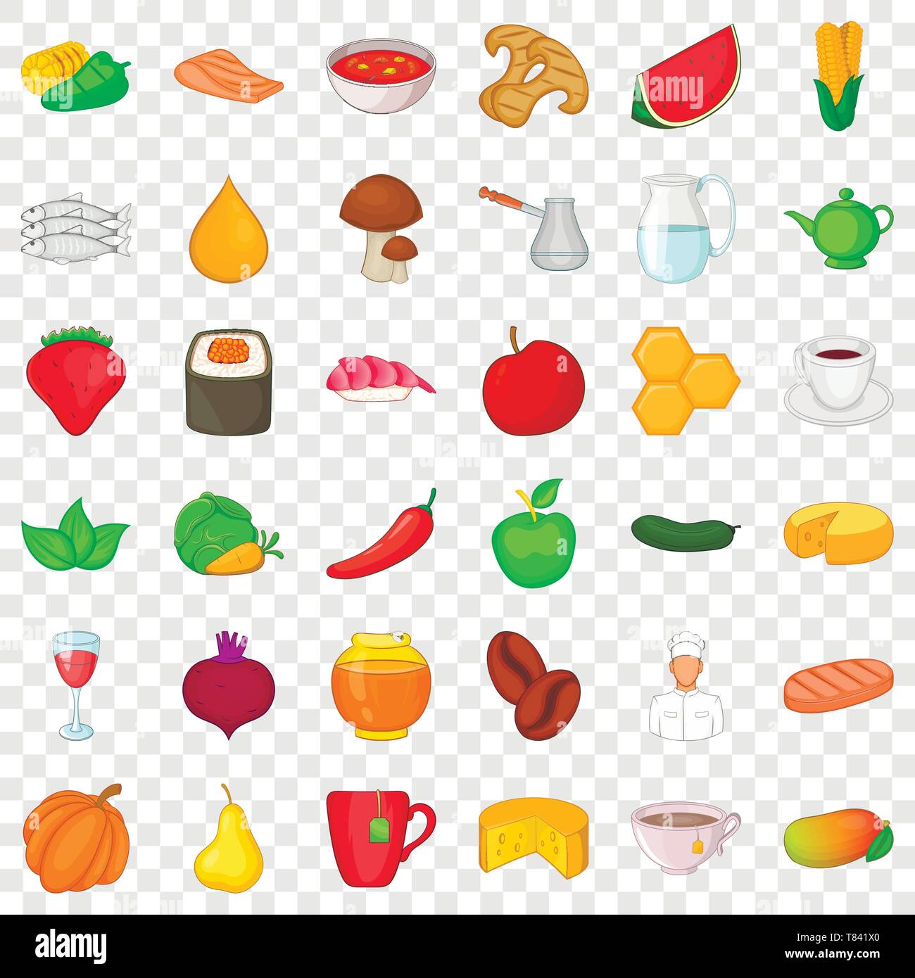 Dietary food icons set, cartoon style Stock Vector Image & Art - Alamy