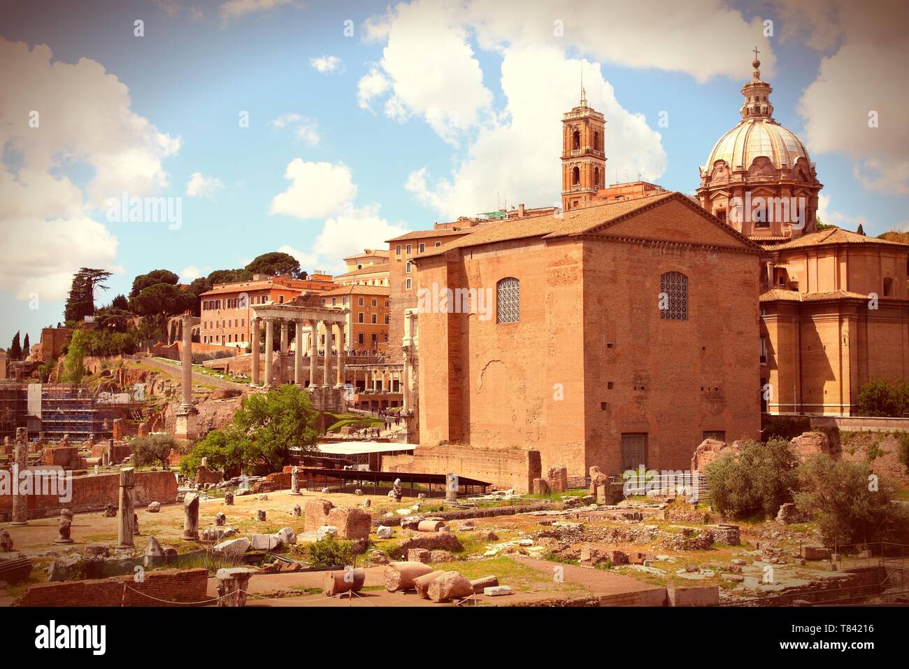 Rome - ancient Roman Forum, UNESCO World Heritage Site. Cross ...