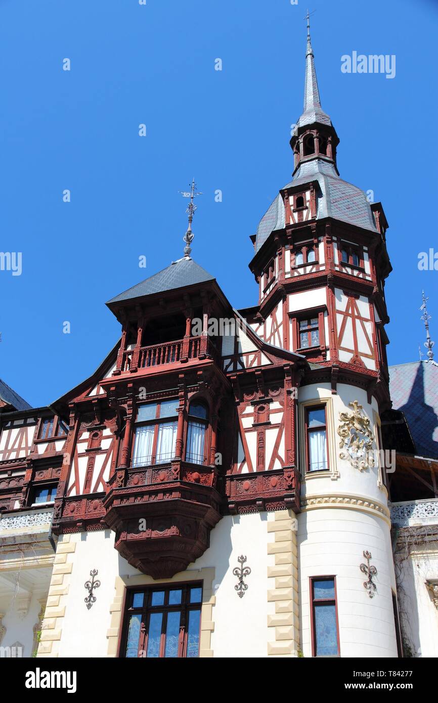 Castle in Romania. Peles Castle is a beautiful Neo-Renaissance landmark ...