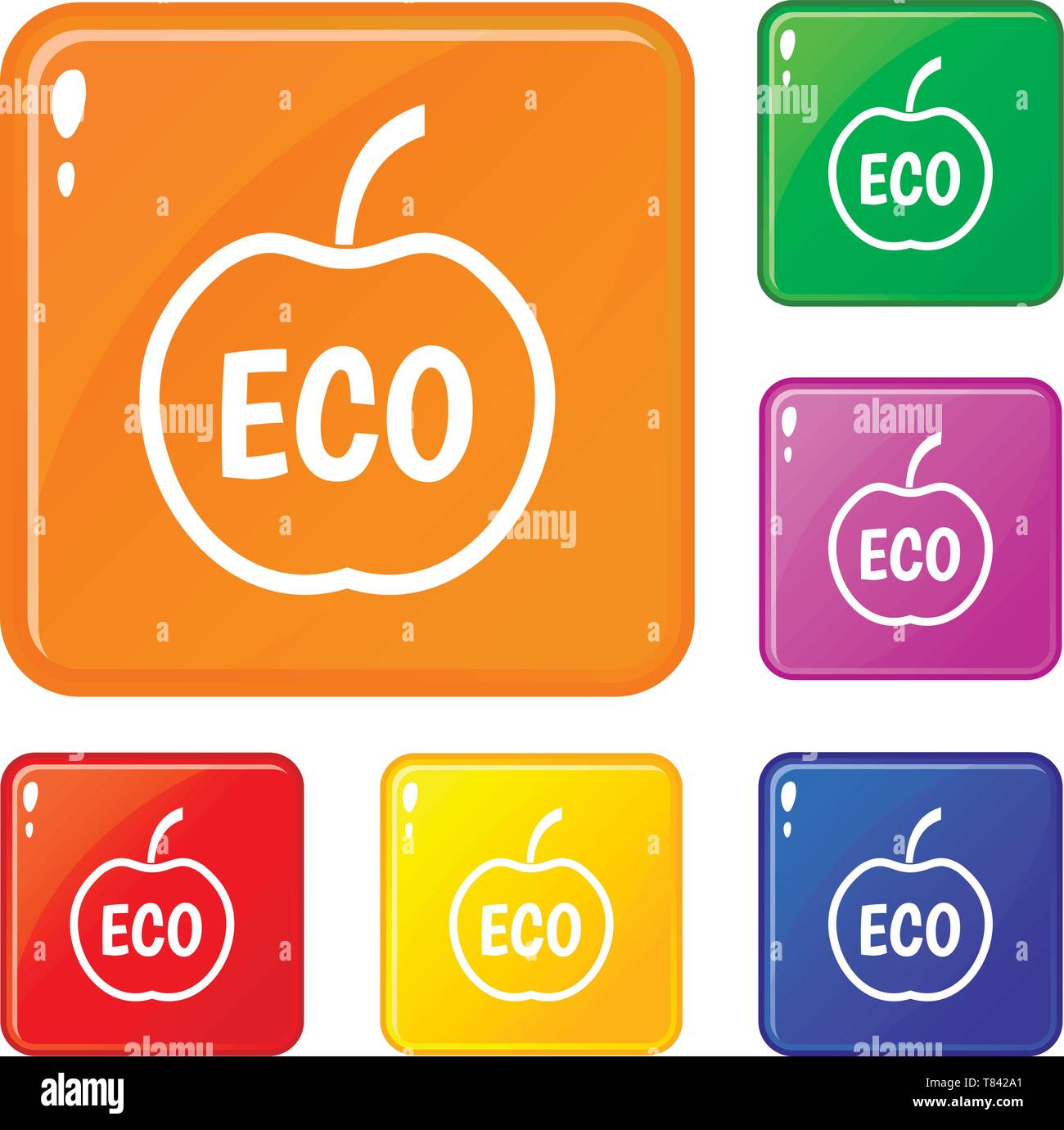 ECO apple icons set vector color Stock Vector Image & Art - Alamy