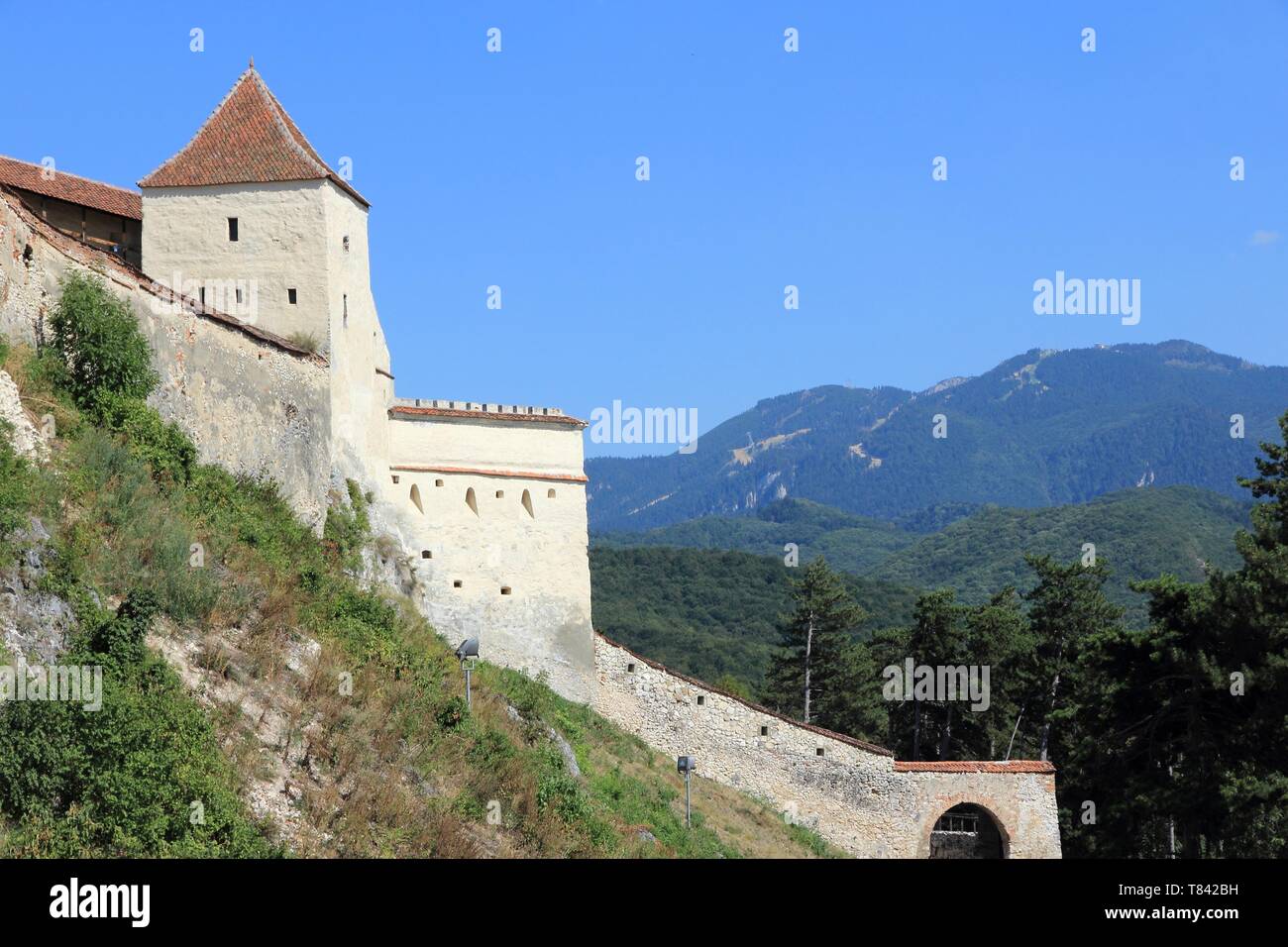 Romania - Rasnov castle in Transylvania region. Old fortress Stock ...
