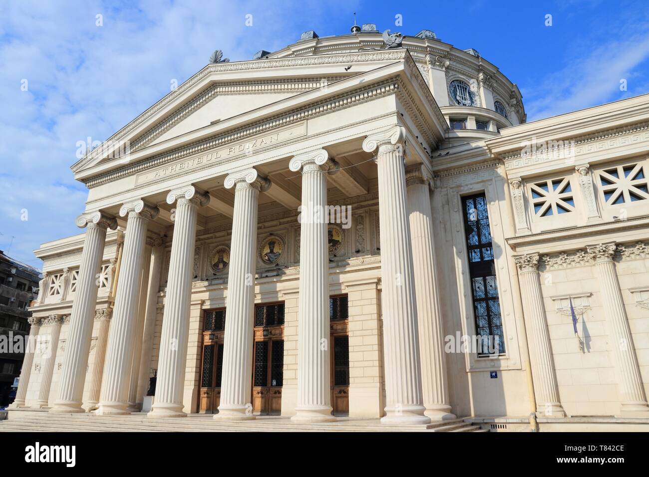 Bucharest, capital city of Romania. Romanian Atheneum, the main concert ...