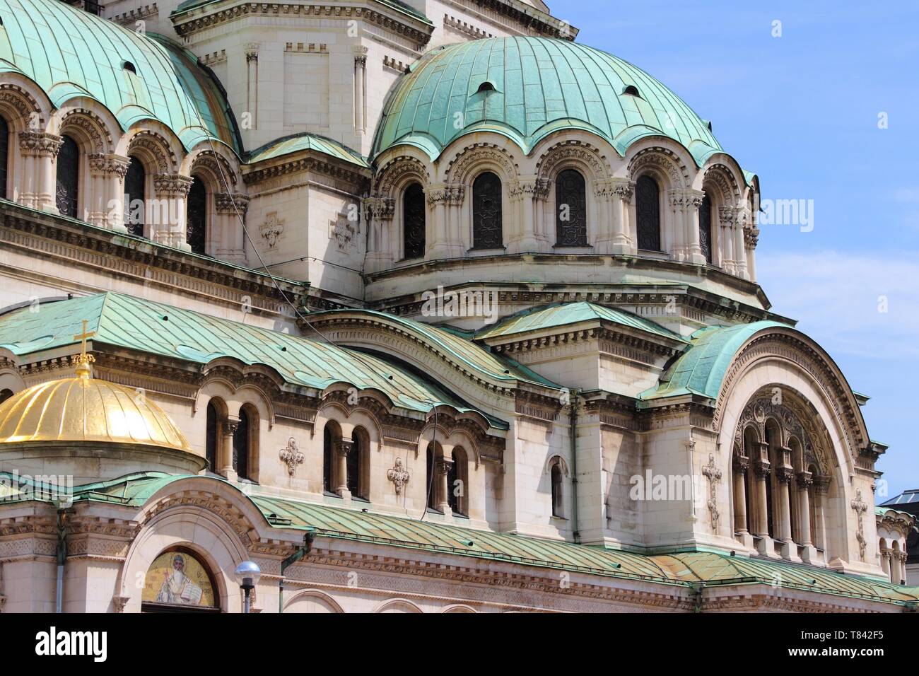 Sofia, Bulgaria - Alexander Nevsky Orthodox Cathedral. Neo-Byzantine architecture. Oborishte ...