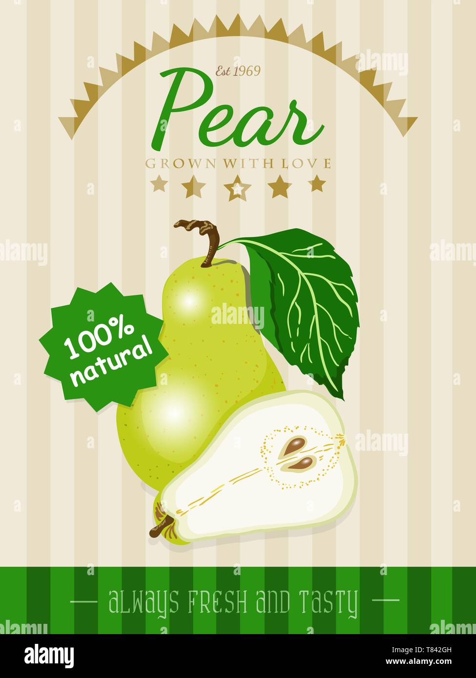 Vector poster with a pear. Vector illustration for your design Stock ...