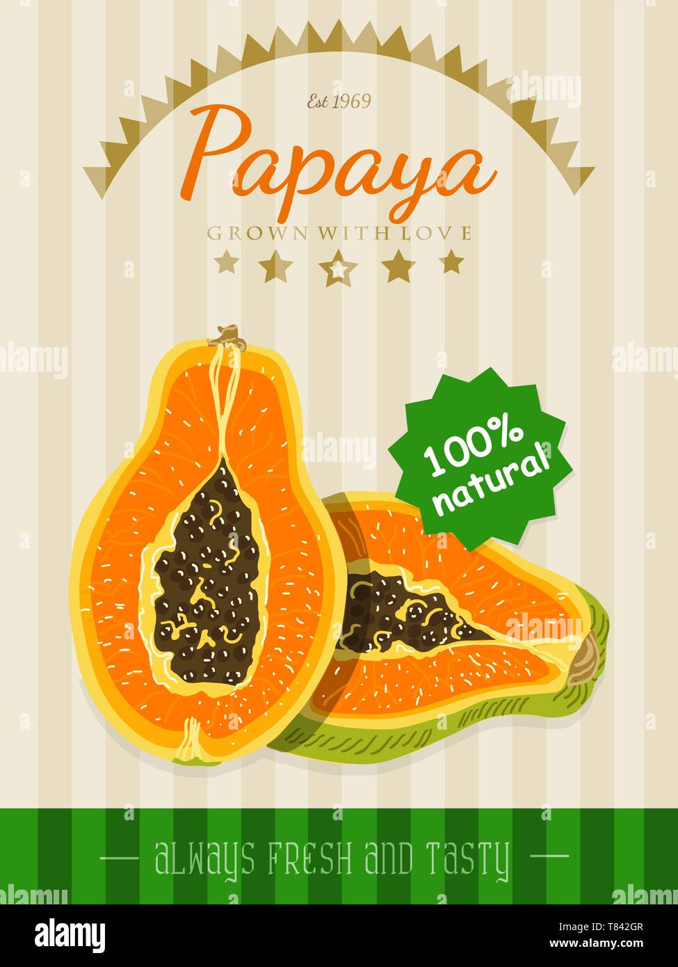 Vector poster with a papaya. Vector illustration for your design Stock ...