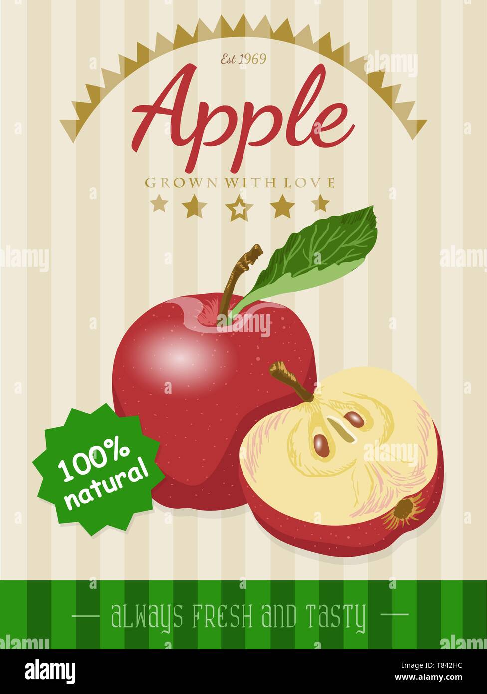 Vector poster with a apple. Vector illustration for your design Stock ...