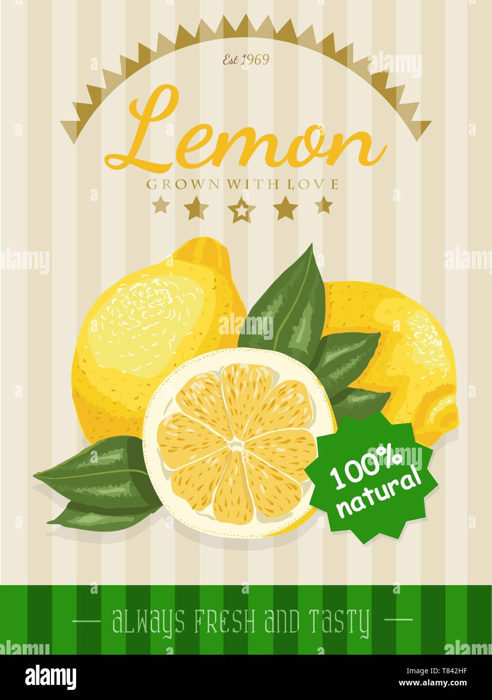 Vector poster with a lemon. Vector illustration for your design Stock ...
