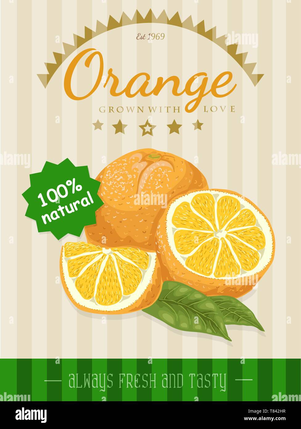 Vector poster with a orange. Vector illustration for your design Stock ...