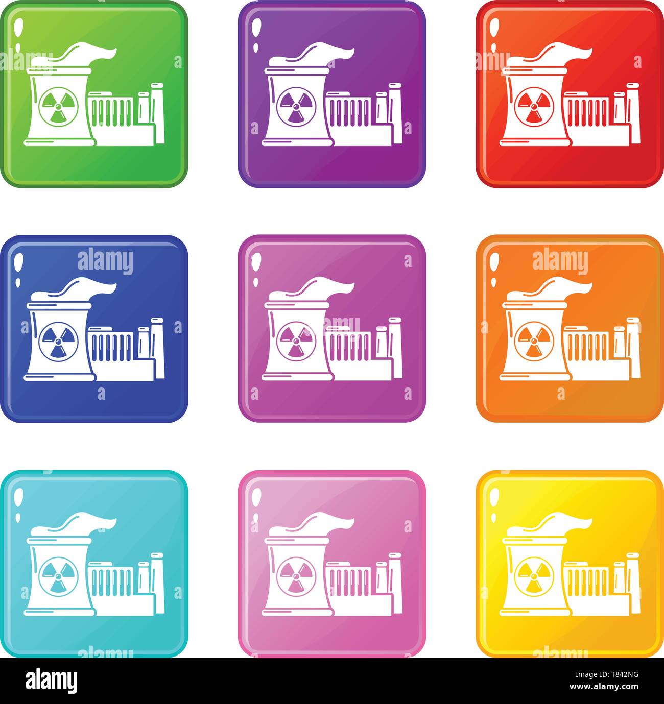 Atomic reactor icons set 9 color collection Stock Vector Image & Art ...