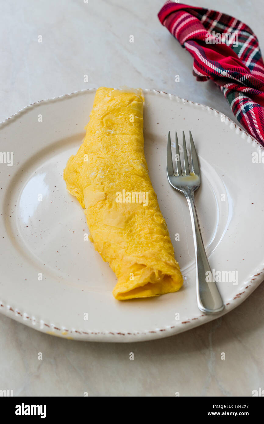 French Omelette served with Plate for Breakfast. Traditional Food Stock ...