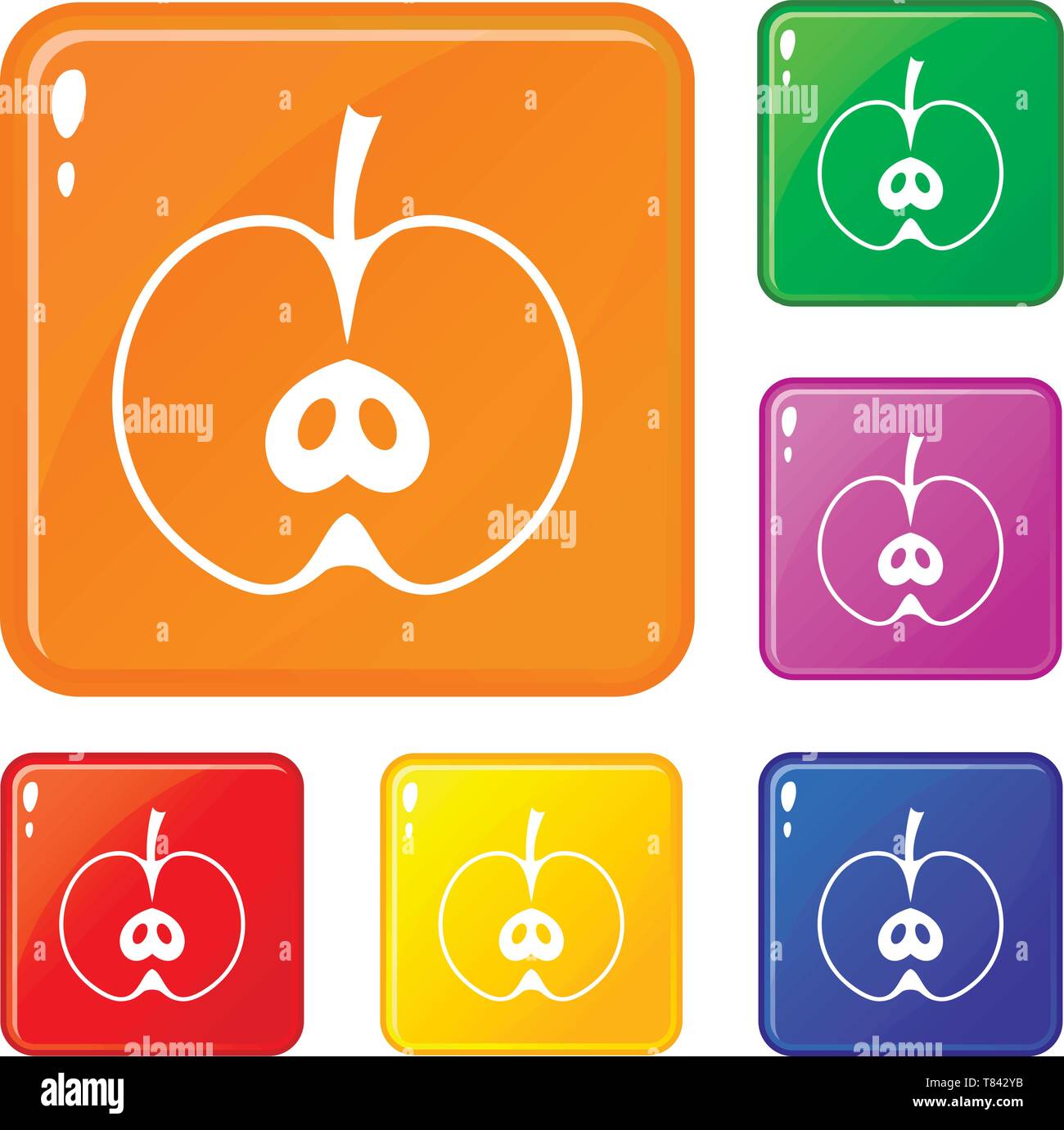 Half apple icons set vector color Stock Vector Image & Art - Alamy