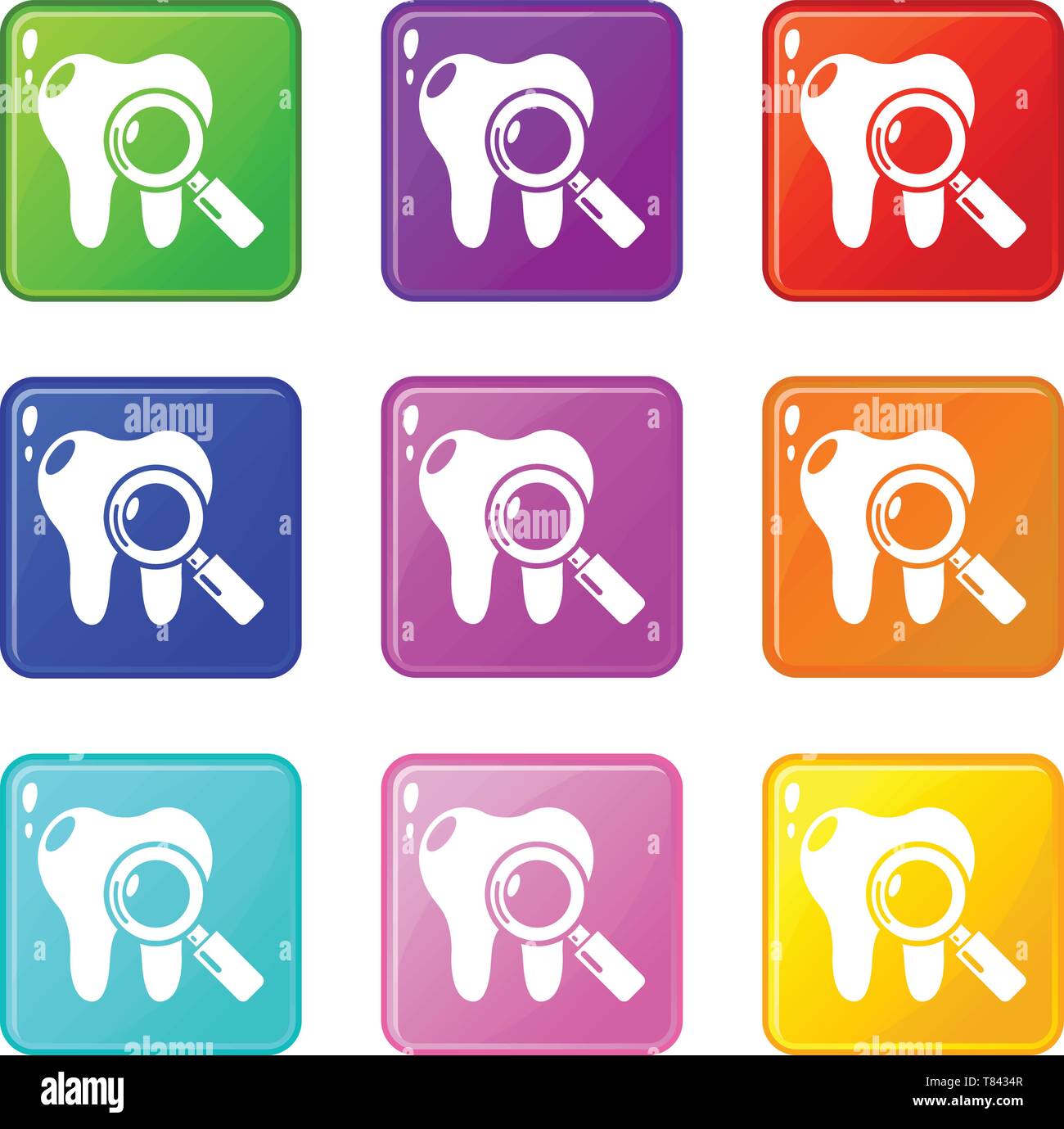 Dental examination icons set 9 color collection Stock Vector Image ...