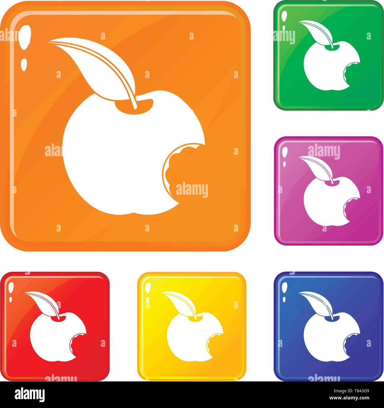 Bitten apple icons set vector color Stock Vector Image & Art - Alamy