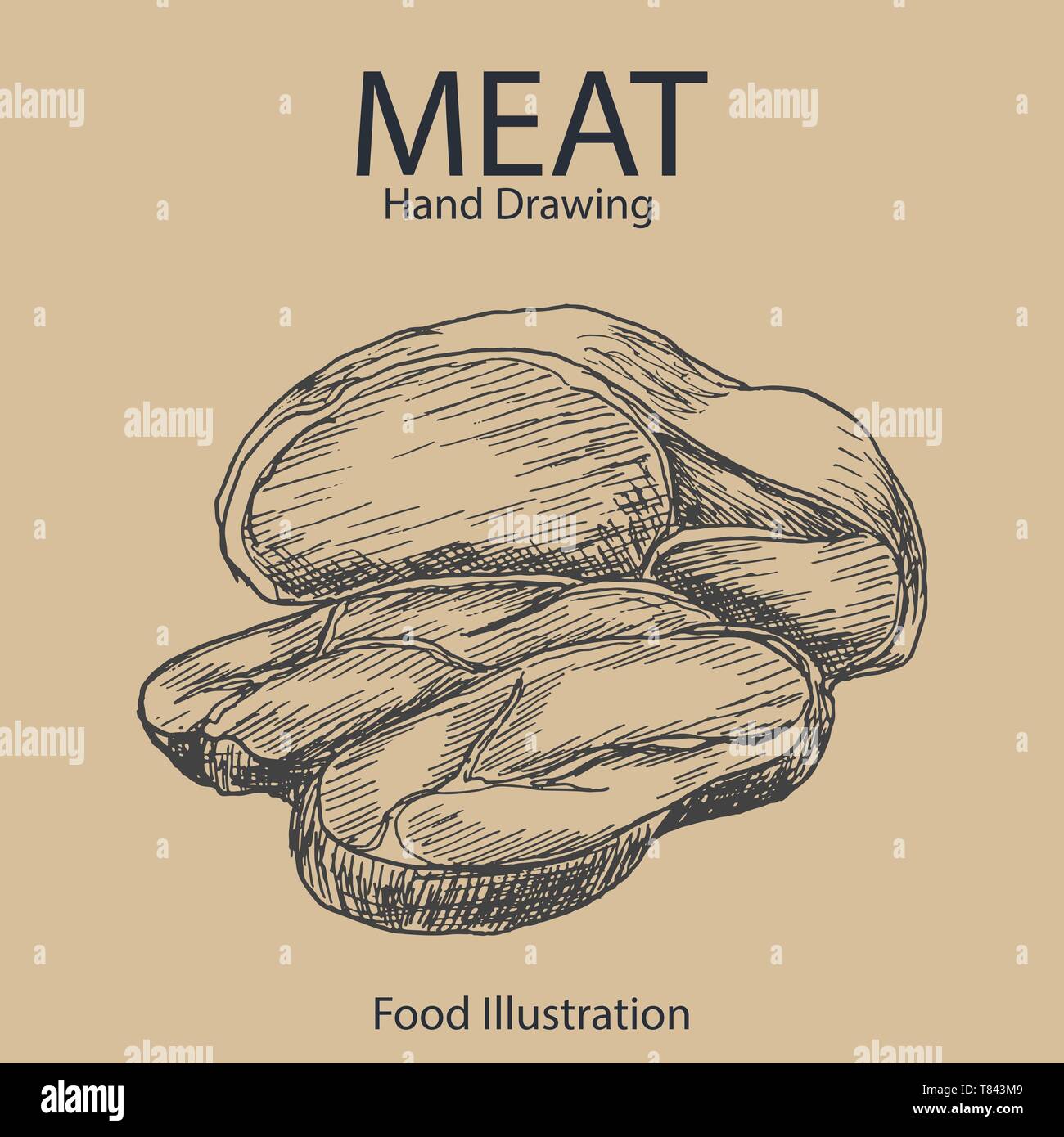 Vector background of hand drawn meat. Vector illustration for your ...
