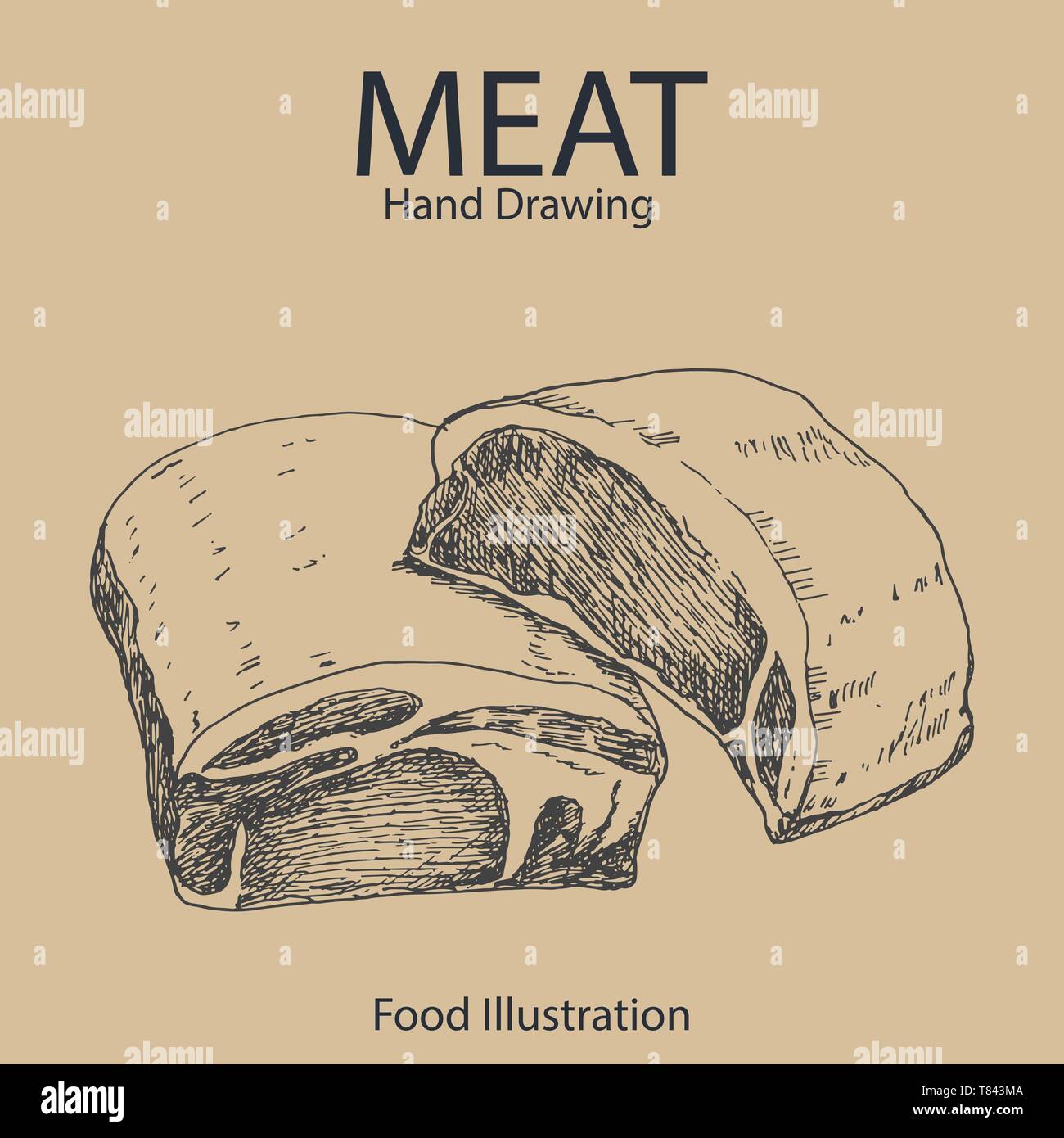 Vector background of hand drawn meat. Vector illustration for your ...