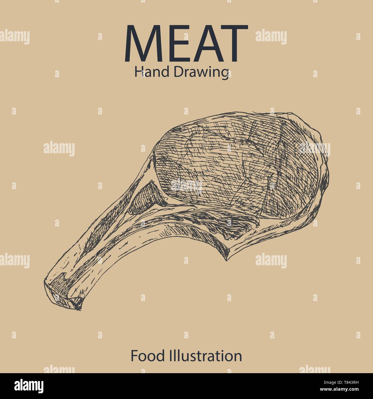 Vector background of hand drawn meat. Vector illustration for your ...