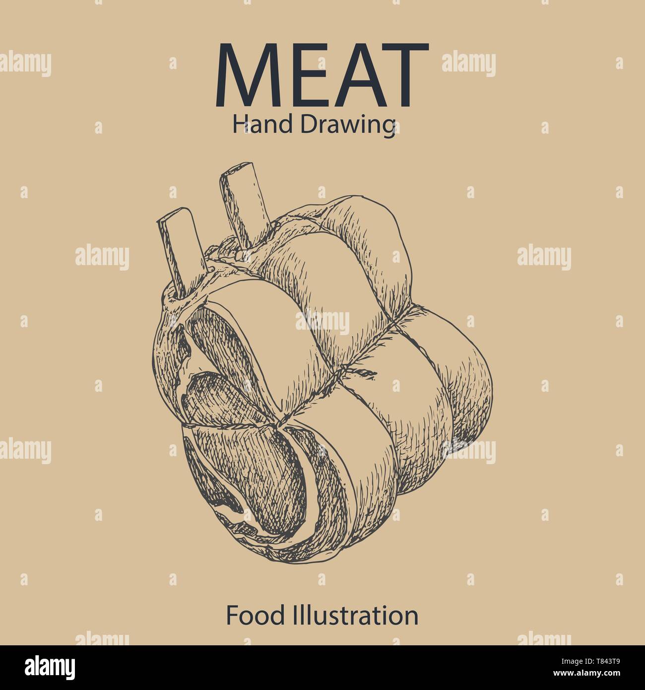 Vector background of hand drawn meat. Vector illustration for your ...