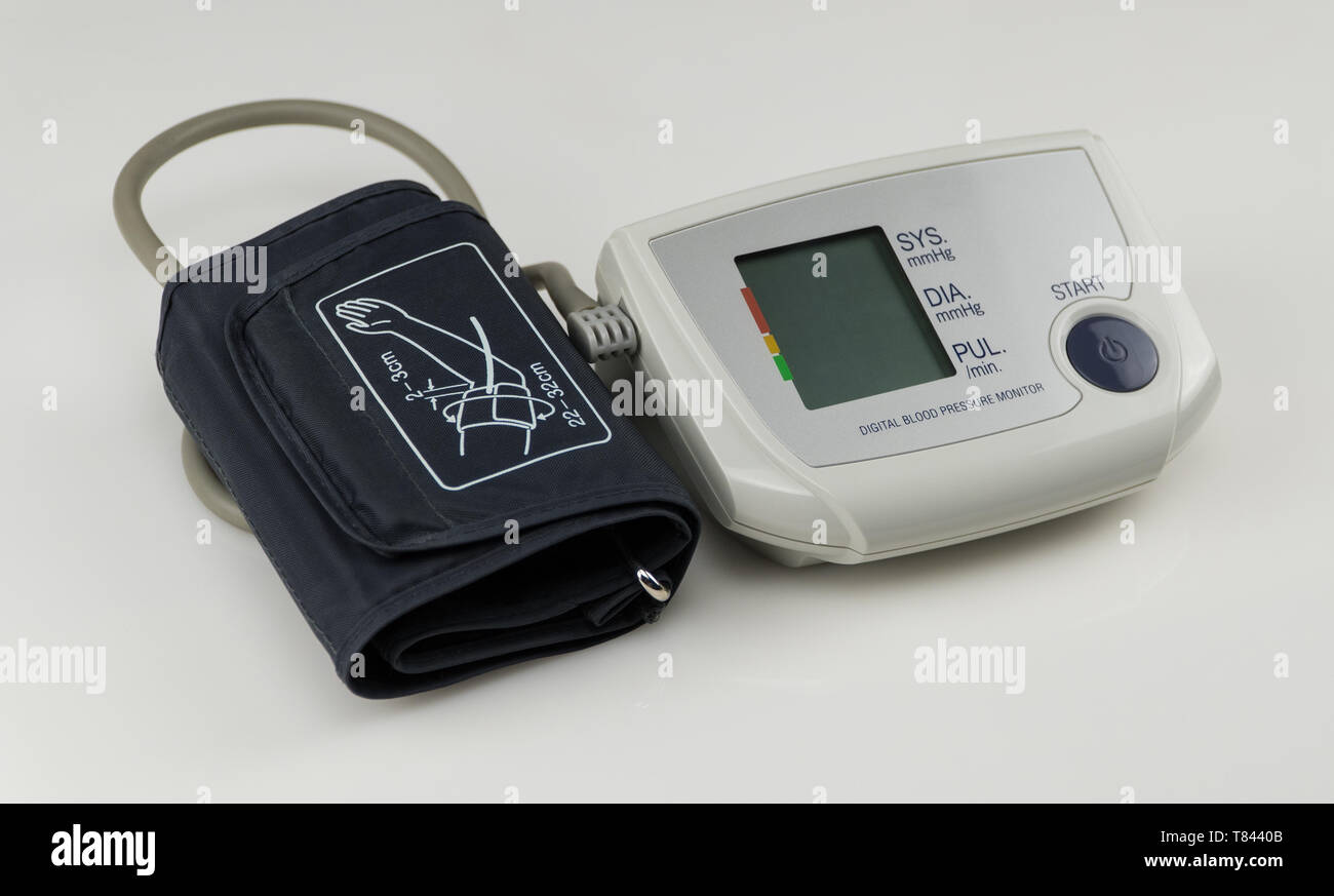 electric tonometer for measuring pressure on white background, isolated ...