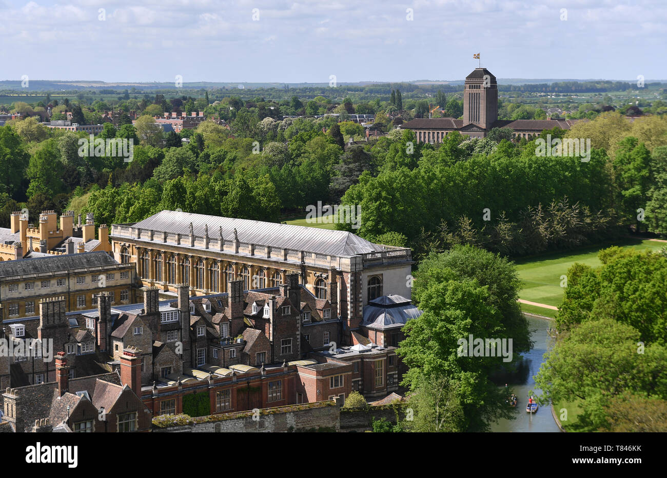 General view of cambridge university including trinity college hi-res ...