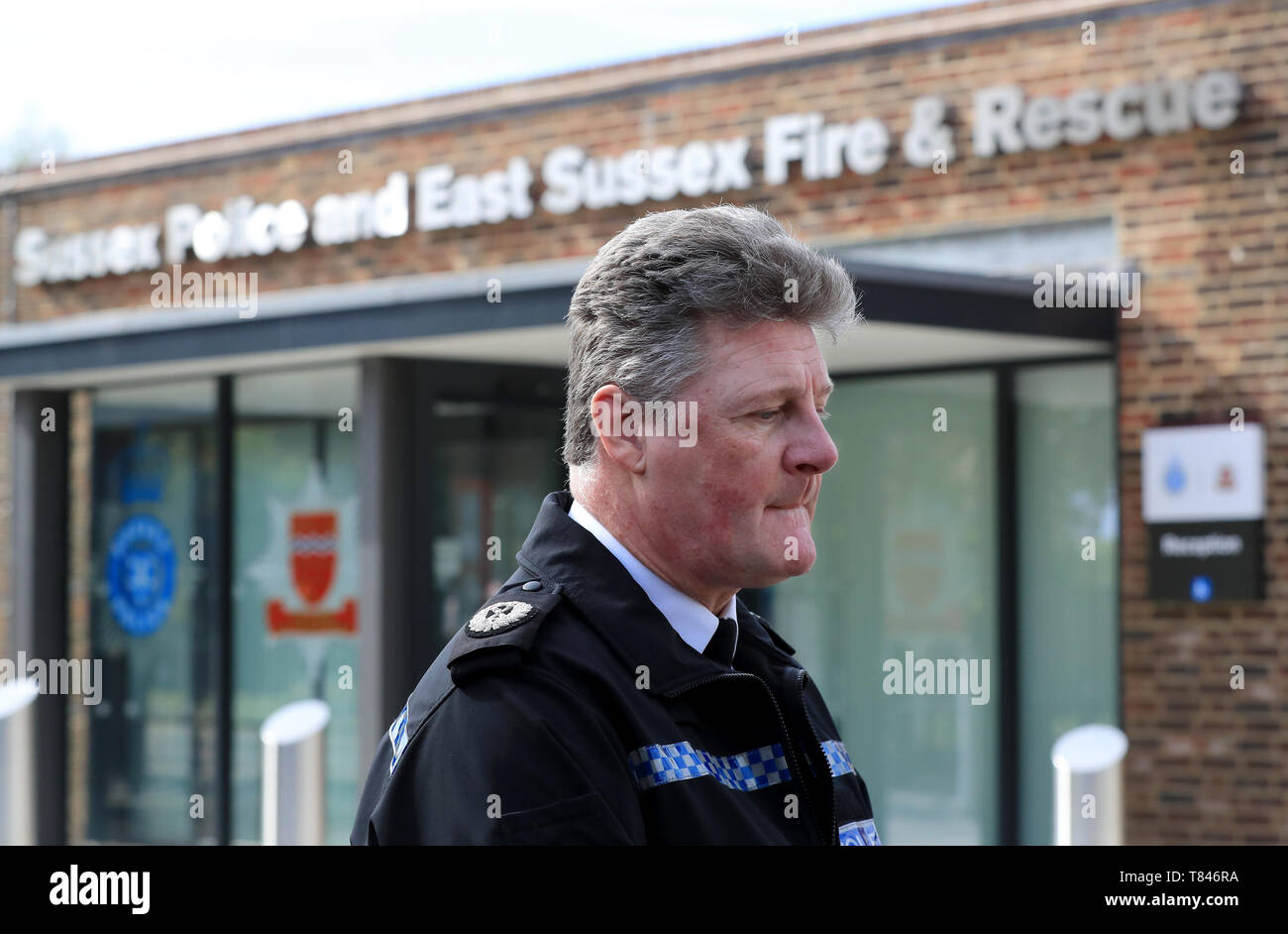 Assistant Chief Constable Nick May talks to the media outside Sussex ...
