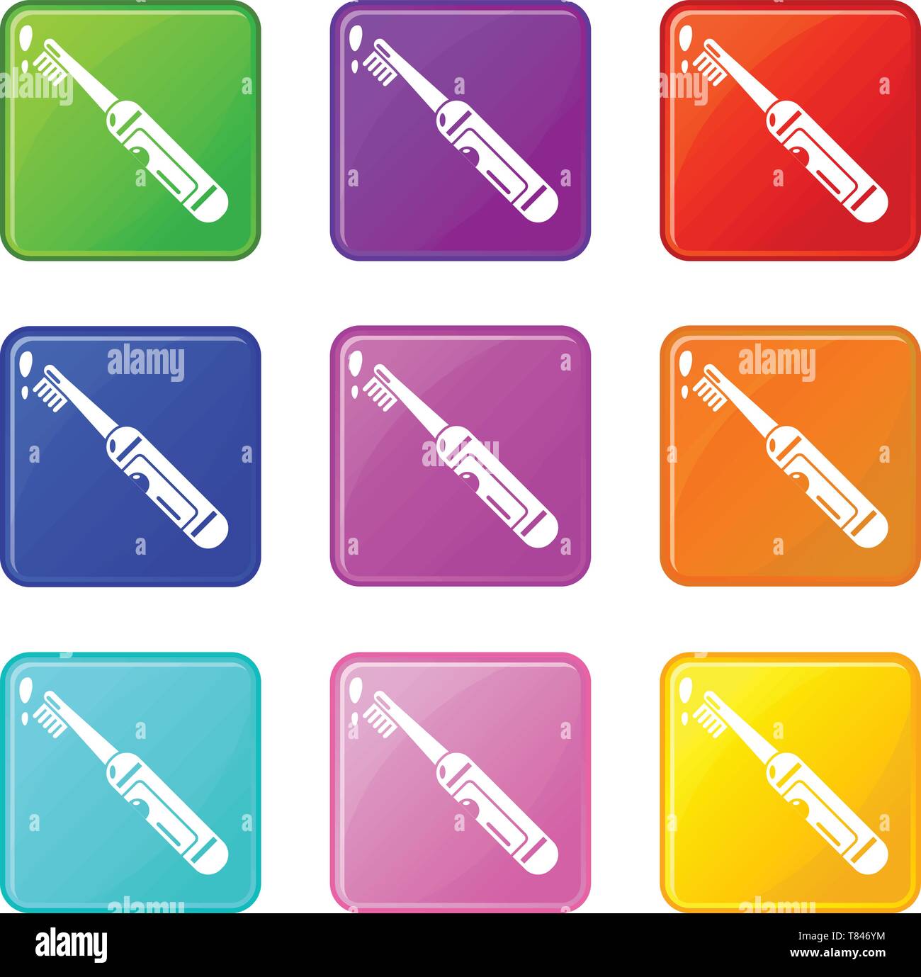 Electric toothbrush icons set 9 color collection Stock Vector Image ...