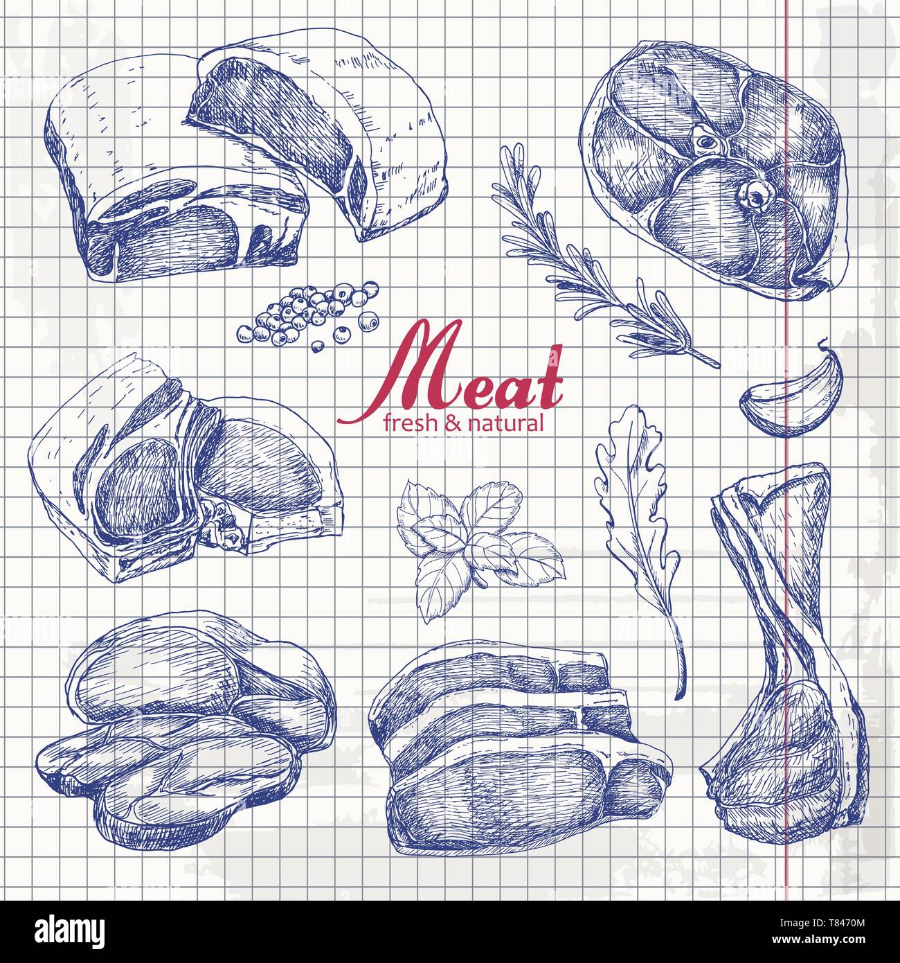 Meat butcher paper Stock Vector Images - Alamy