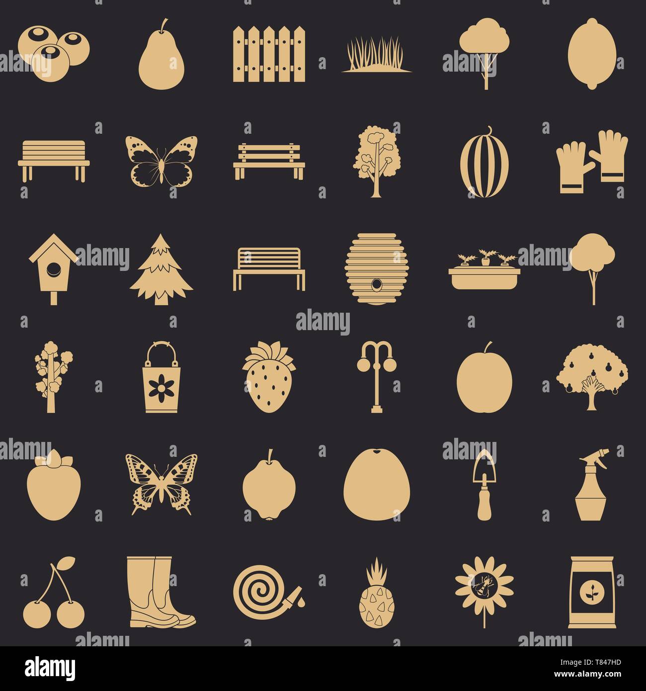 Fruit basket icons set, simple style Stock Vector Image & Art - Alamy