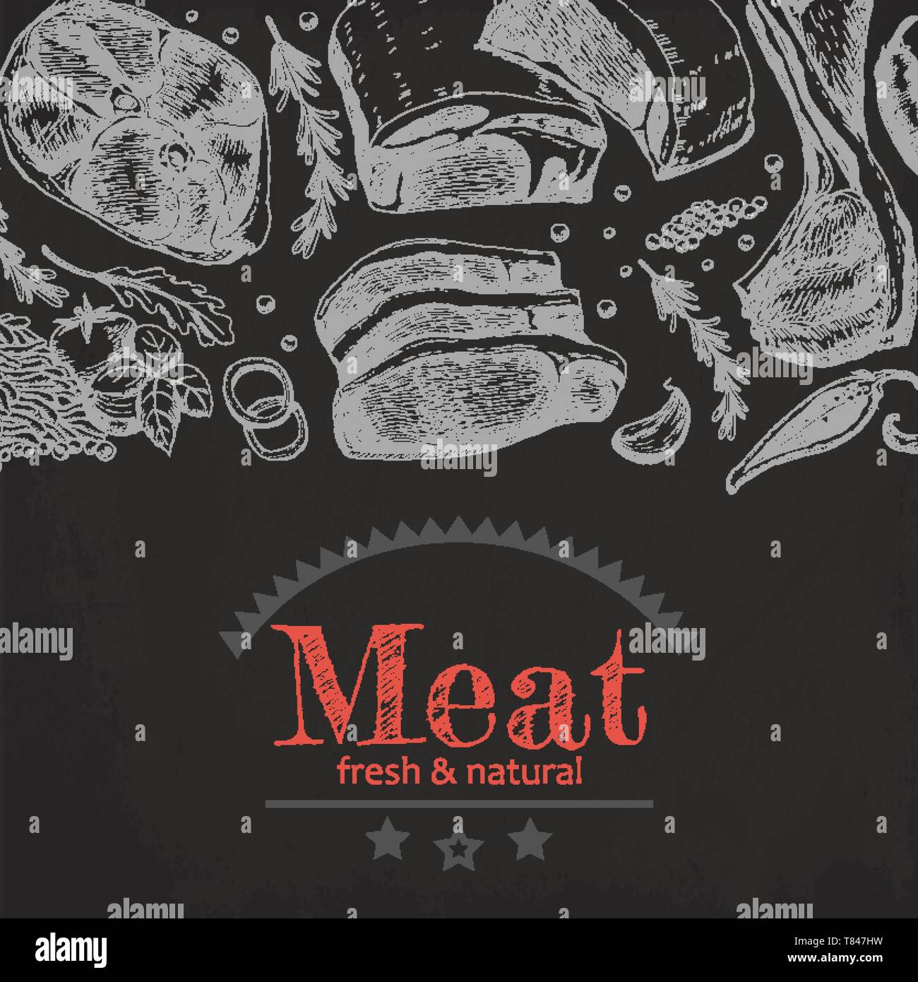 Background with different meat products. Vector illustration for your ...