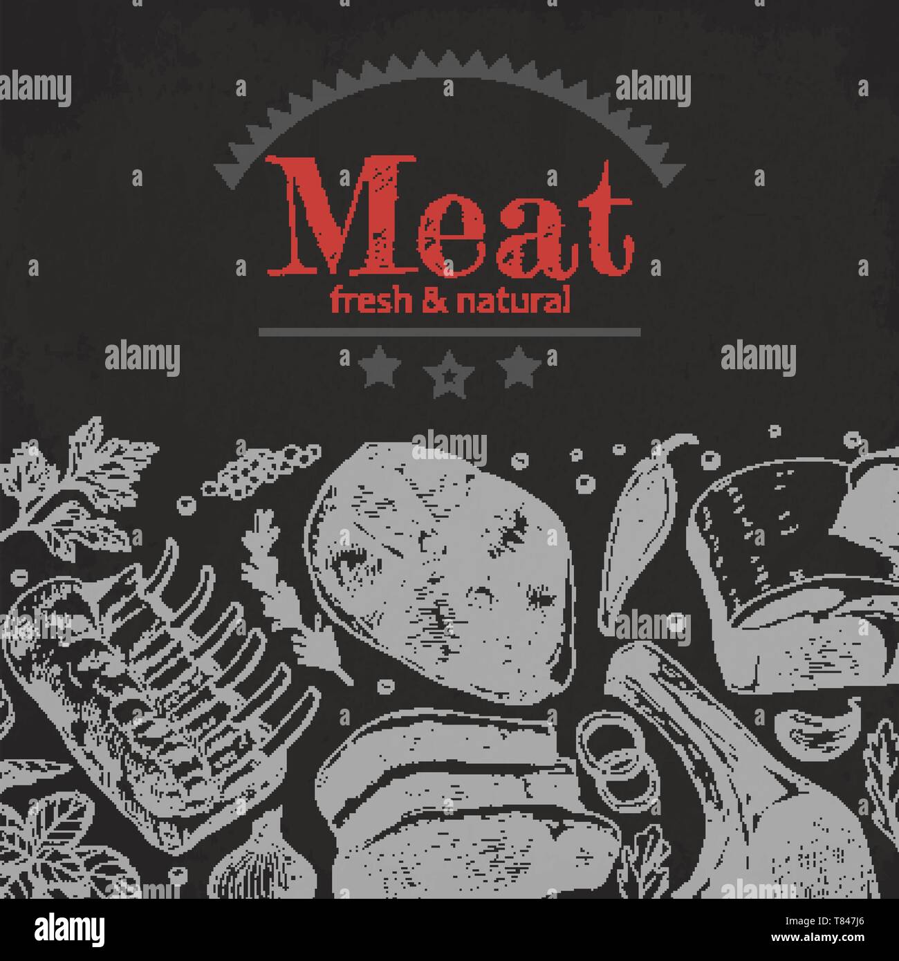 Background with different meat products. Vector illustration for your ...