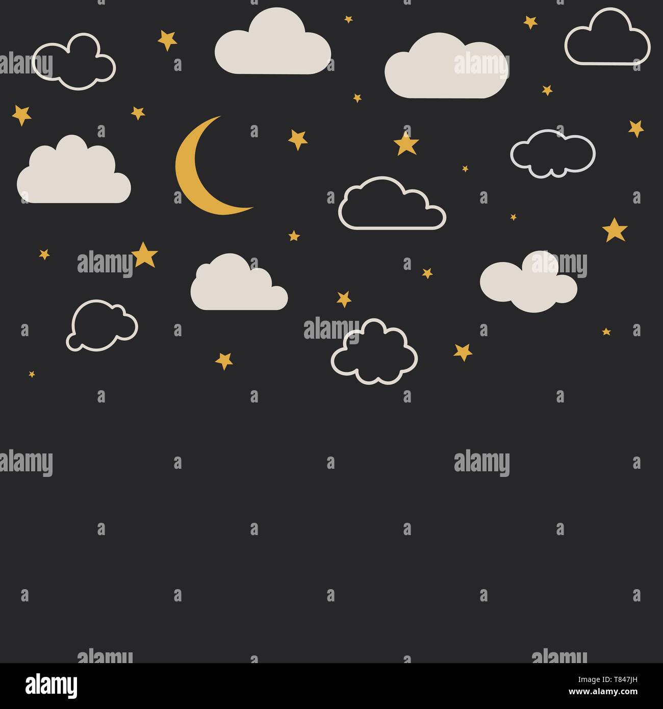Cute baby clouds, stars, moon pattern vector seamless Stock Vector ...