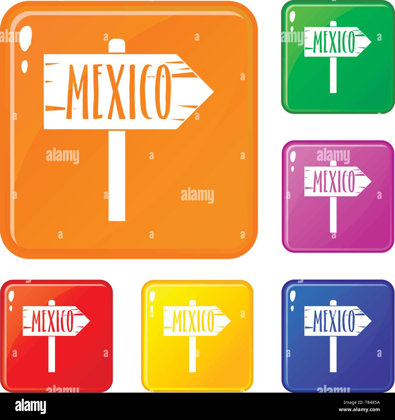 Mexico wooden direction arrow sign icons set vector color Stock Vector ...