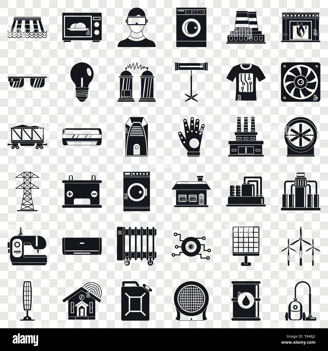 Saving electricity icons set, simple style Stock Vector Image & Art - Alamy
