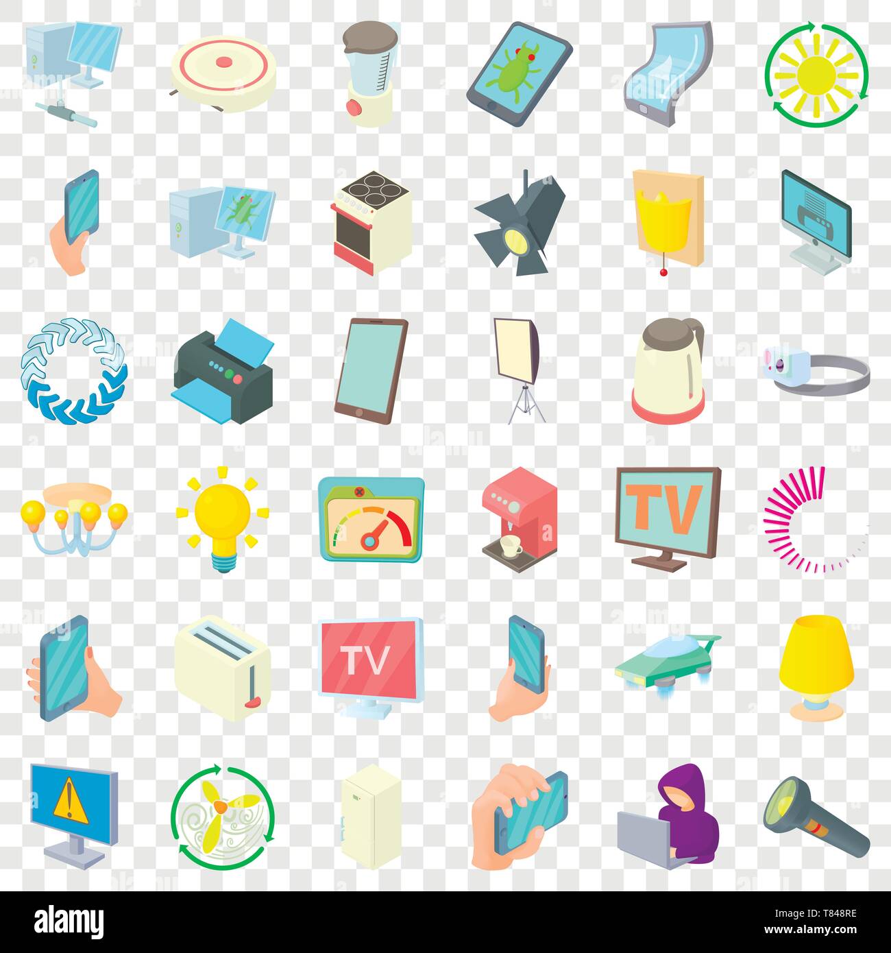 Electricity toaster icons set, cartoon style Stock Vector Image & Art ...
