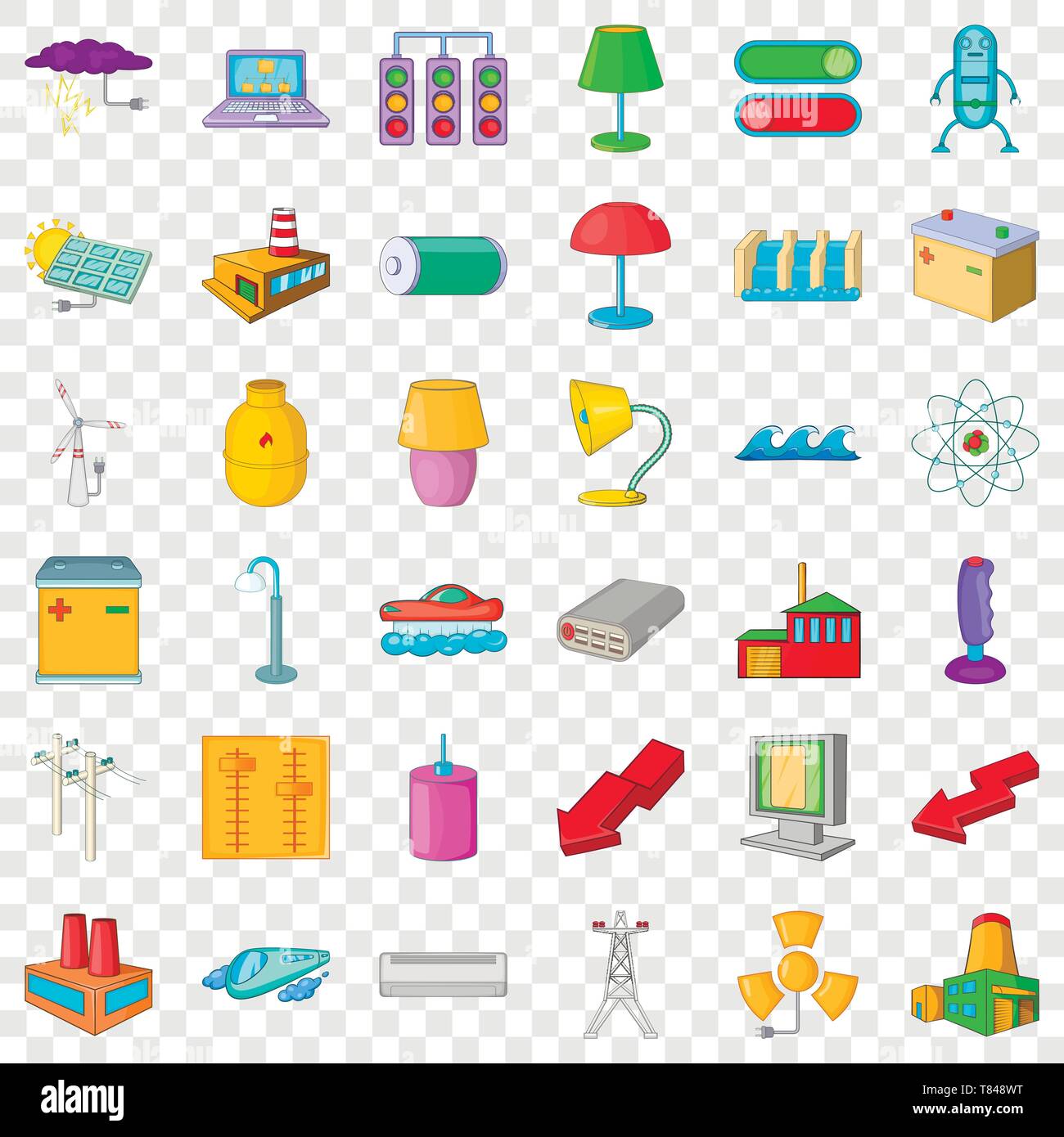 Electricity tower icons set, cartoon style Stock Vector Image & Art - Alamy