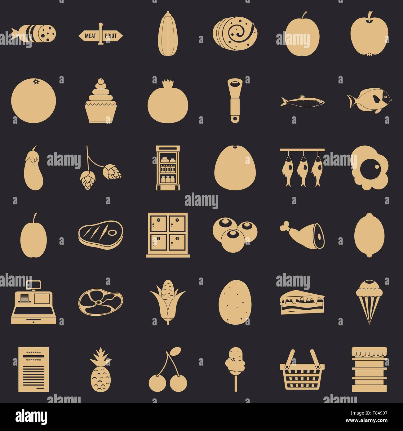 Meat icons set, simple style Stock Vector Image & Art - Alamy